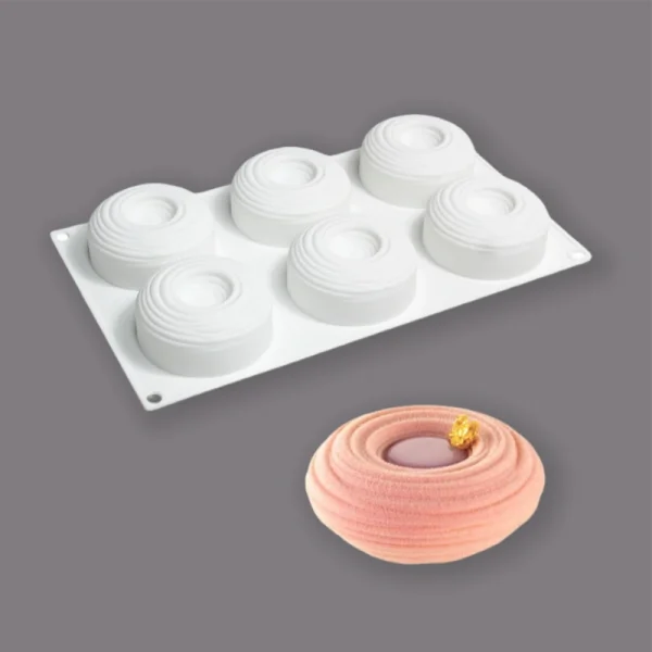 6-Cavity Swirl Silicone Mousse Cake Mold – Wave Ring Design for ...